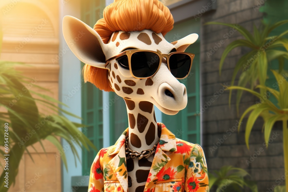 Ilustrace „ a giraffe wearing sunglasses and a suit in a scene from the ...