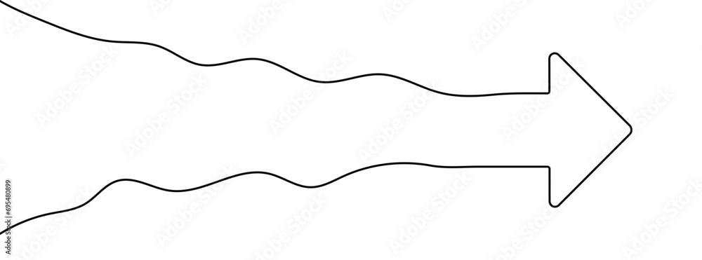 Continuous editable line drawing of arrow. Single line arrow icon ...