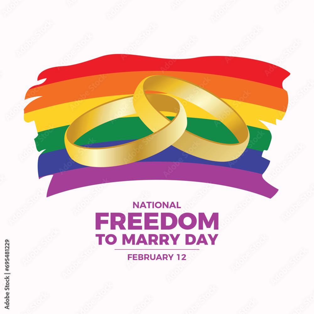National Freedom to Marry Day poster vector illustration. Two golden ...