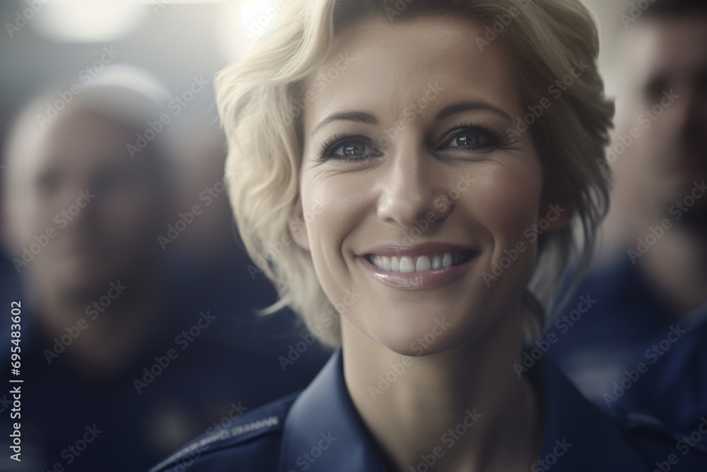 Empowered Leadership: A Smiling Female Police Officer Takes Charge ...