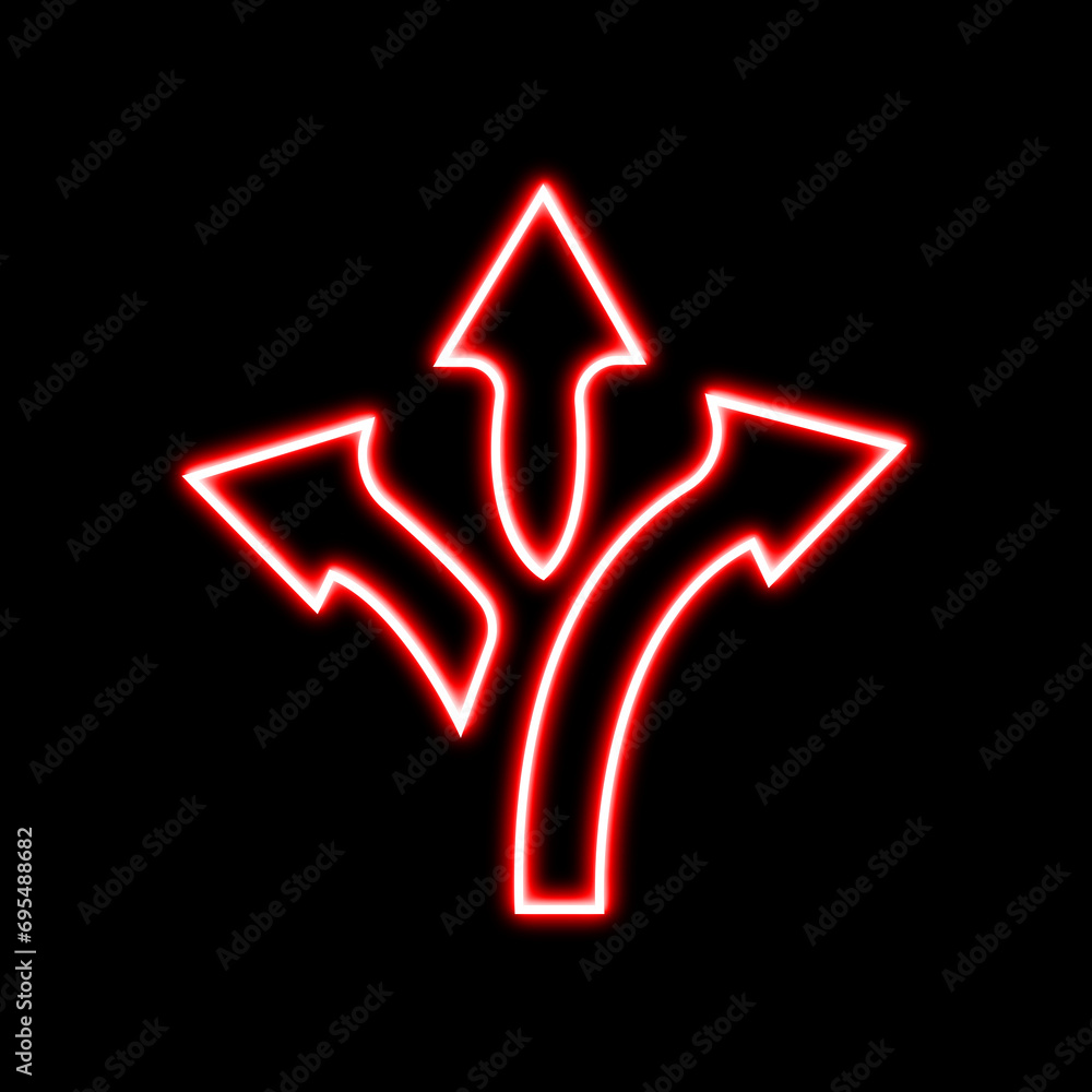 Neon Glowing all direction arrow icon. glowing way direction sign ...