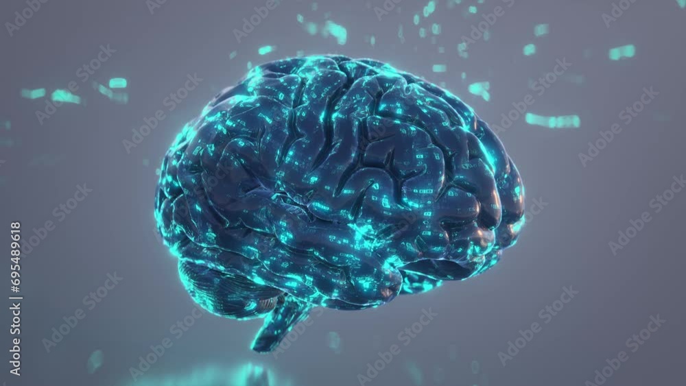AI Artificial intelligence digital brain. 3D render animation Stock ...