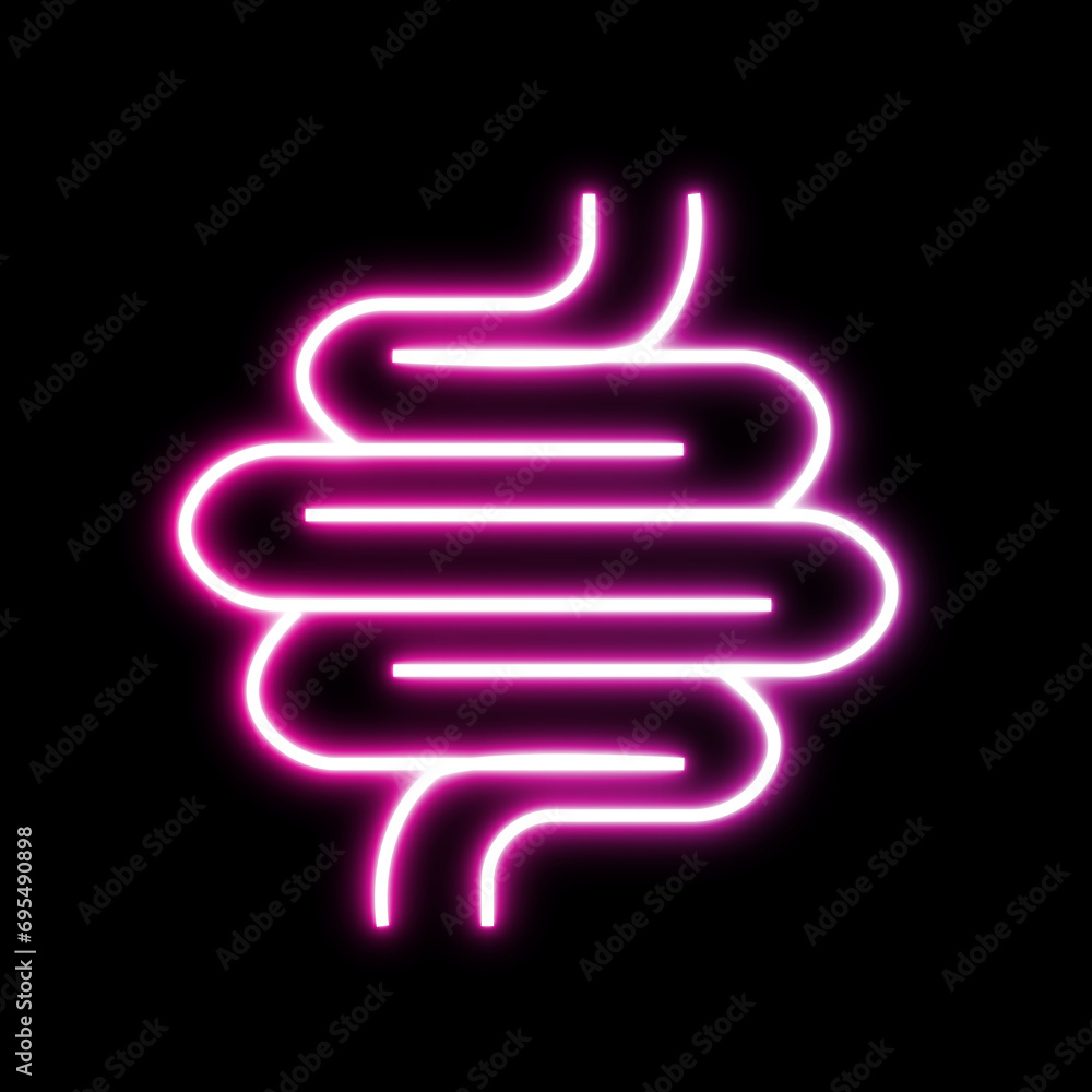 Neon Glowing Intestines Structure Neon Sign. Illustration of Medical ...