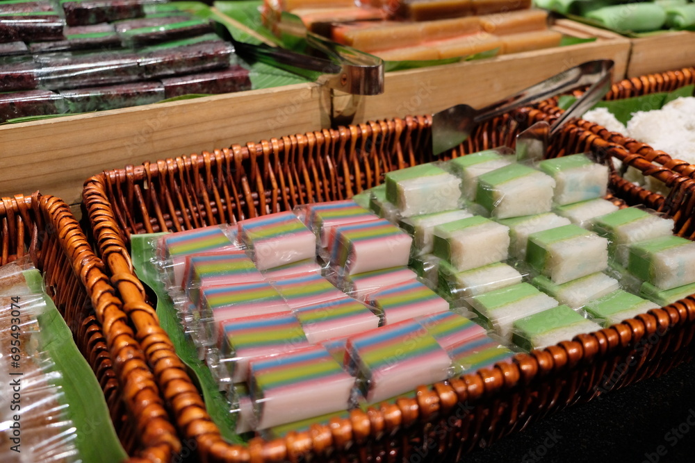 Varity Malaysian south east Asian nyonya kuih sweet desert sago tilam ...