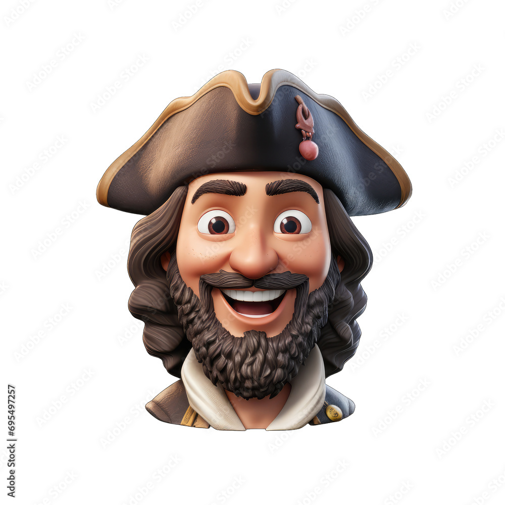 Memoji happy pirate isolated on transparent and white background. PNG ...