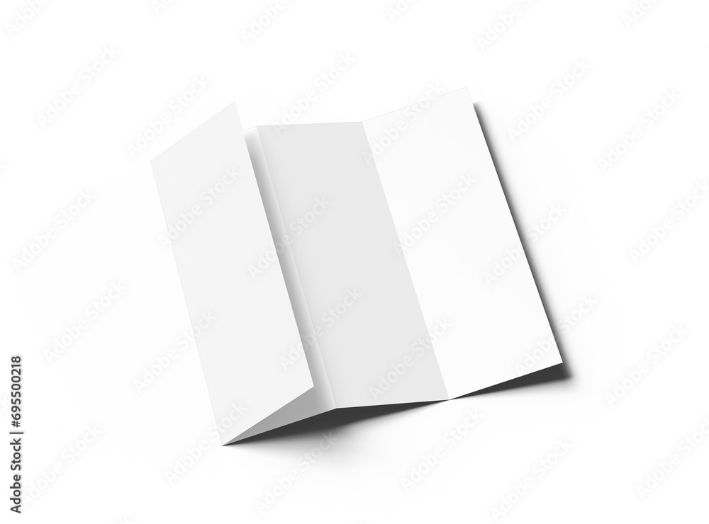 Blank accordion 4 panel fold US letter size leaflet render on ...