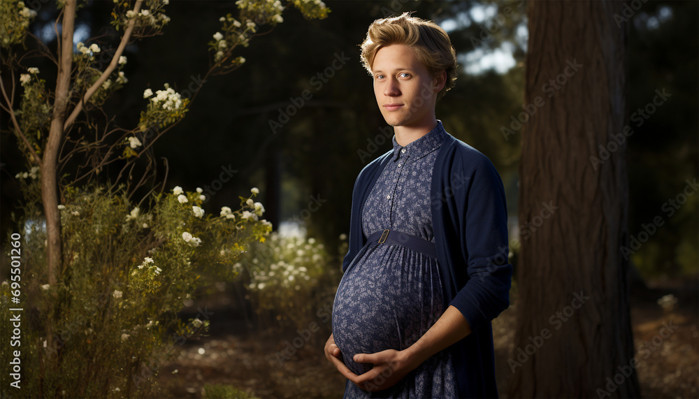 Beauty portrait of a pregnant man. Concept for trans gender gay men of ...