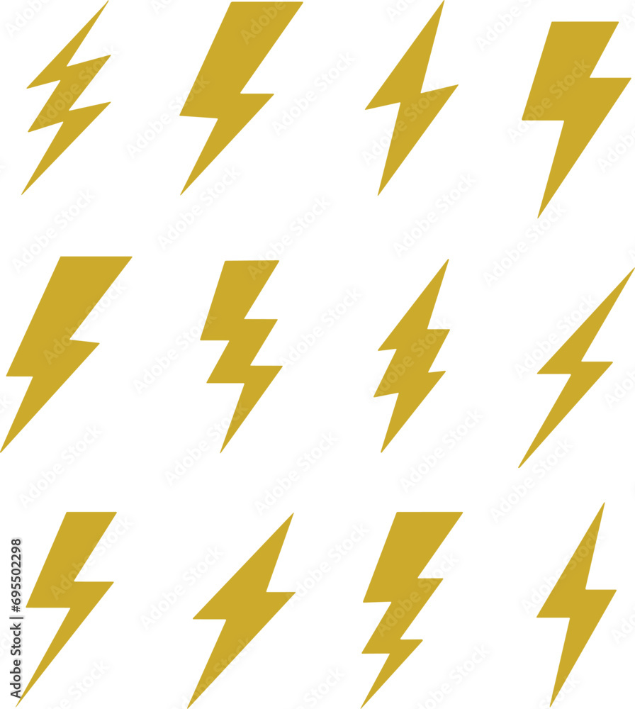 flash lightning bolt icon set. Electric power symbol. Energy sign ...