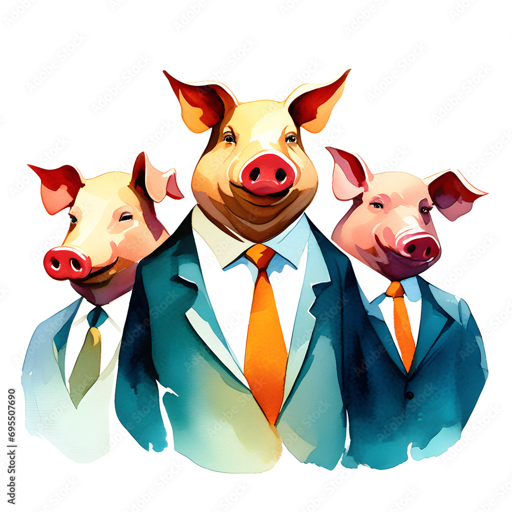 Politics as Pigs in Suits Caricature cartoon Stock Illustration | Adobe ...