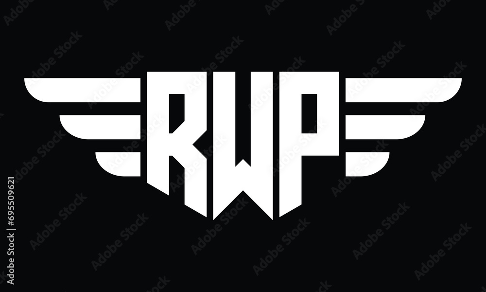 RWP three letter logo, creative wings shape logo design vector template ...