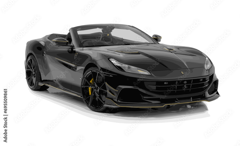 Sport car Ferrari icon. Editorial sport car Ferrari Portofino M black ...