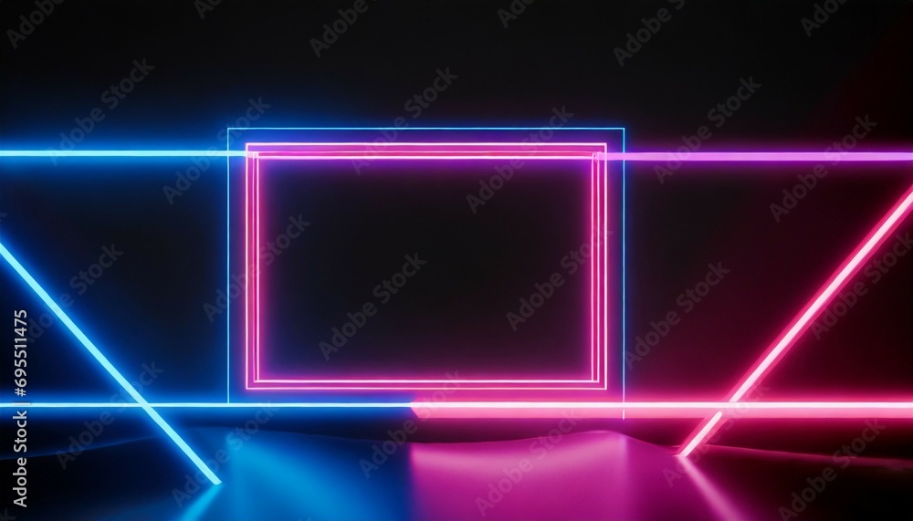 parallelogram rectangle picture frame with two tone neon color shade ...