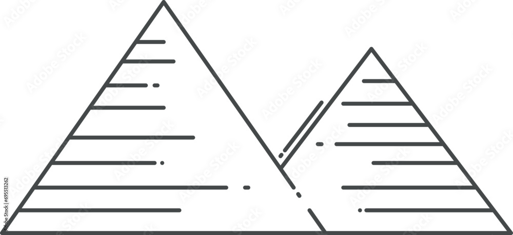 Simple black flat outline drawing of the Egyptian historical landmark ...