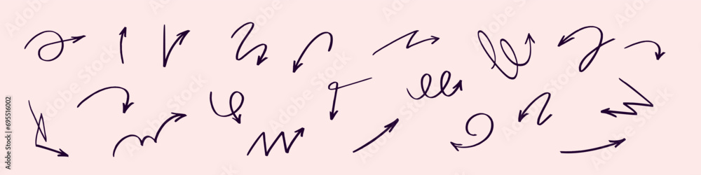 Doodle emphasis arrow icon. Design quirky twist zigzag line, spring ...