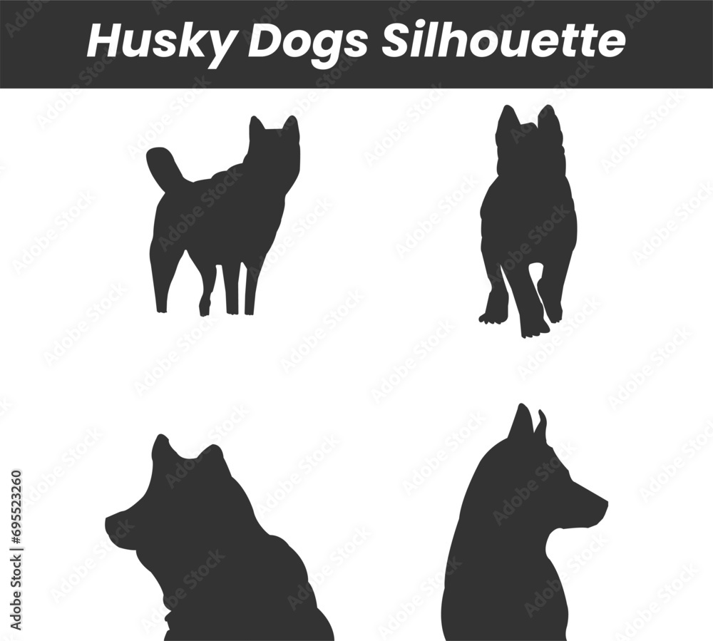 Vecteur Stock Husky Silhouettes: Expressive Vector Collection ...