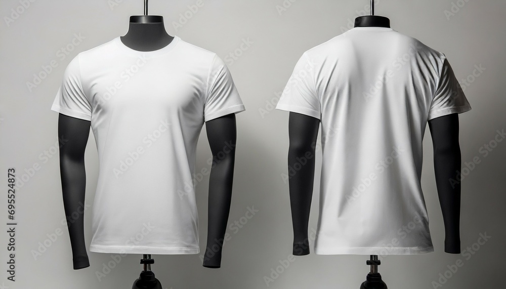 men s white blank t shirt template from two sides natural shape on ...