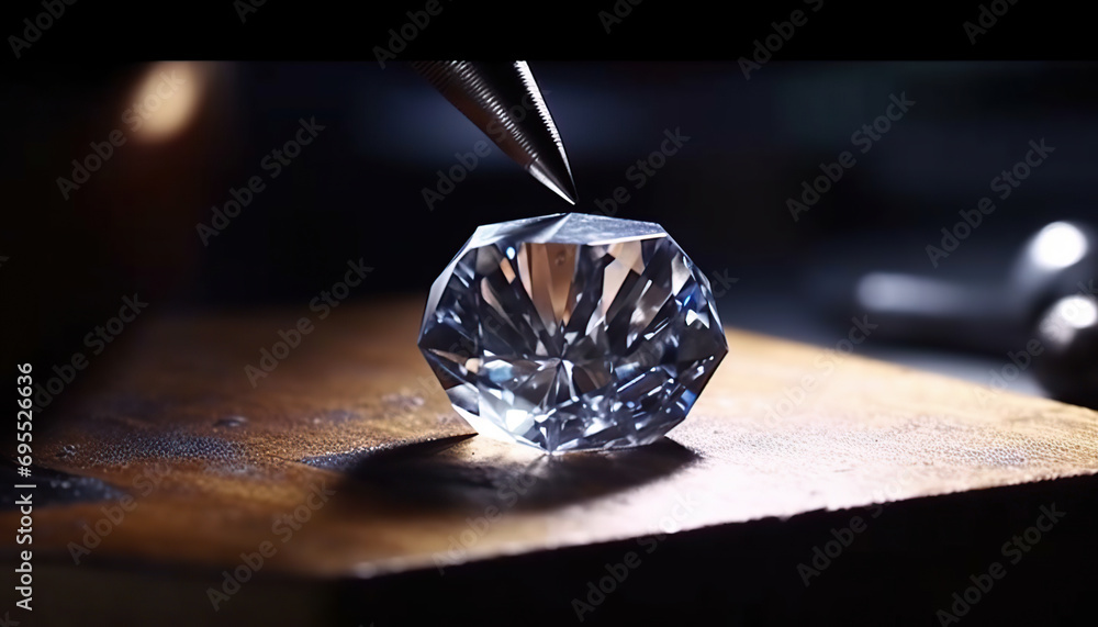 diamond cutting and polishing factory, processes raw diamonds Stock ...