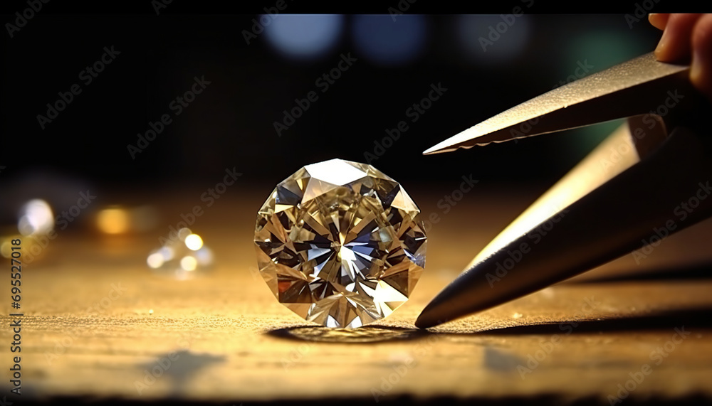 diamond cutting and polishing factory, processes raw diamonds Stock ...