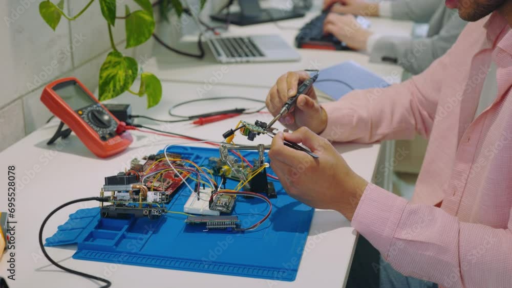 Multiraced Man Working with Hands, Engineer Working on the Creation of ...