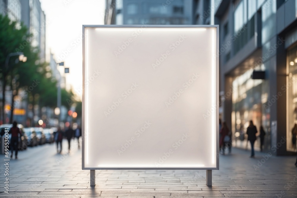public advertisement board space on glass booth in the street as empty ...