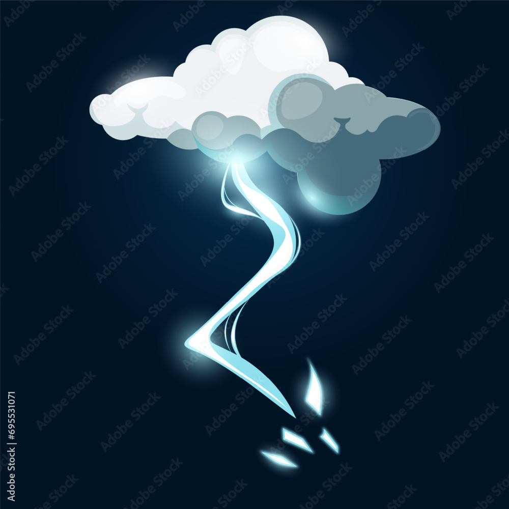 Thunderclouds with lightning. Design of lightning strike from cloud ...
