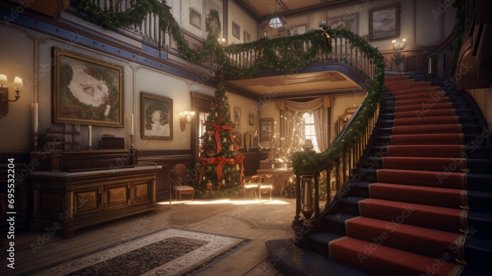 Explore the hyper-realistic scene of a Christmas invitation in a ...