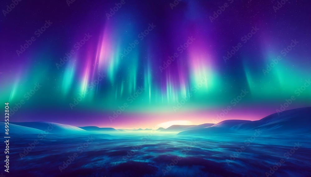Gradient color background image with a luminous aurora over the tundra ...