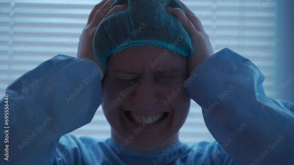 Female ambulance patient with facial and dental injuries, in hospital ...