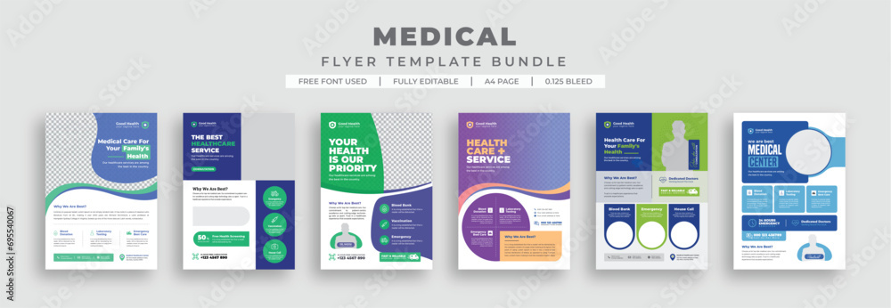 Professional layouts for medical healthcare flyer, poster, brochure ...