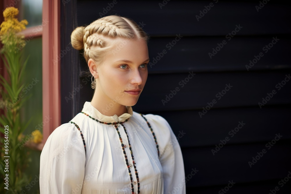 Swedish Woman with Pale Blond Braided Hair and Undercut Hairstyle ...