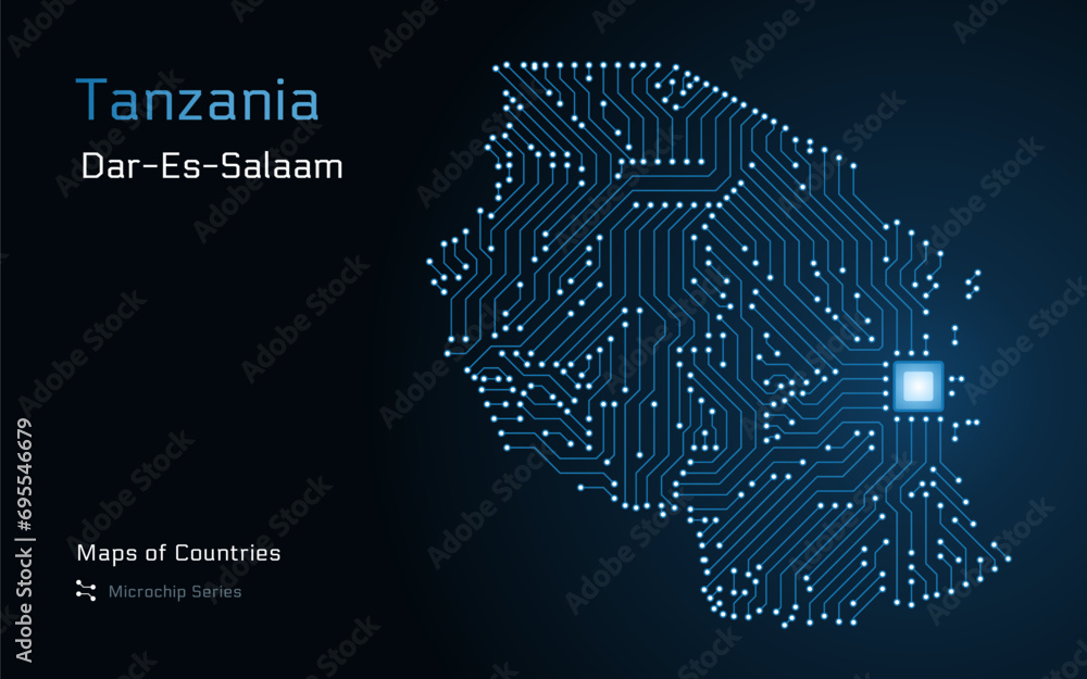 Tanzania Map with a Largest city of Dar es Salaam, and capital Dodoma ...