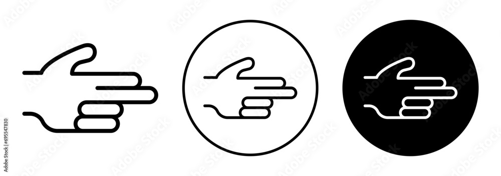 Bang bang gesture icon. hand index finger police handgun pointer ...