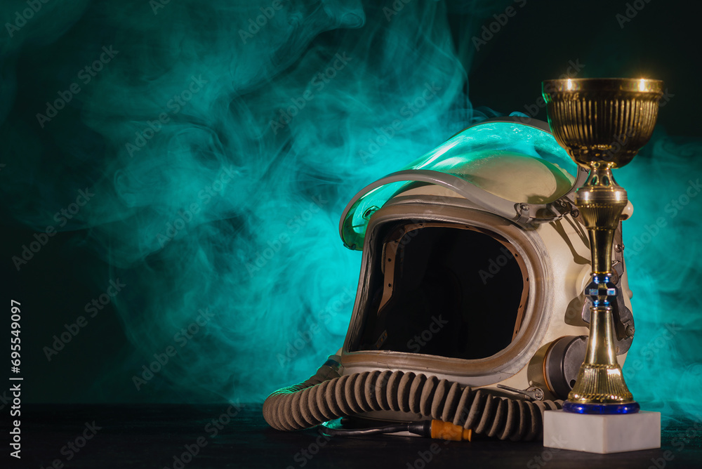 Space exploration award concept background with copy space. Pressure ...