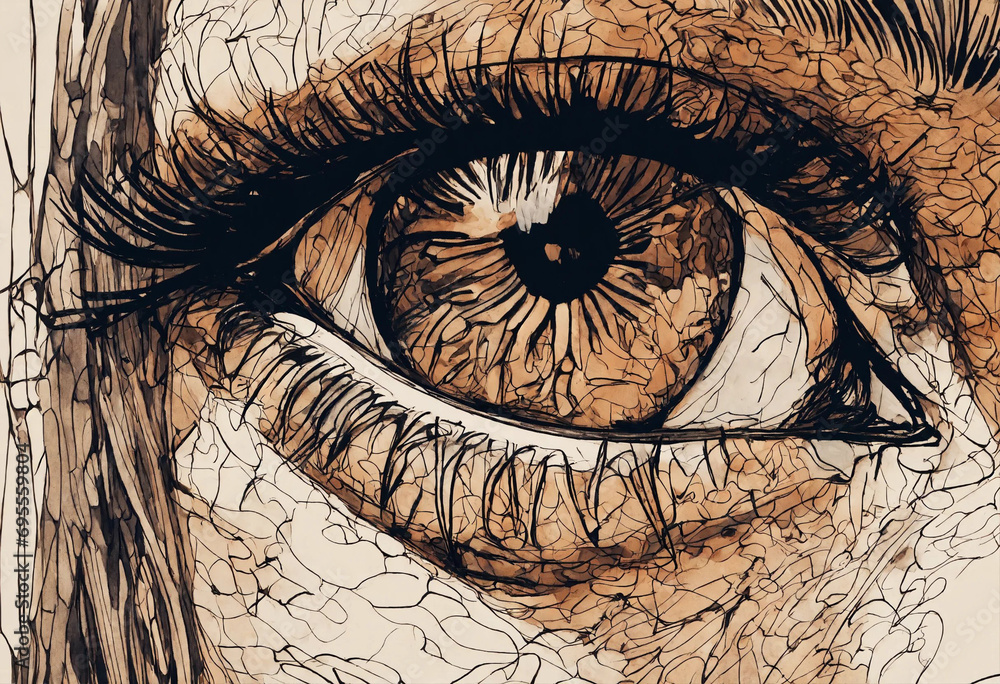 Faces of beautiful women made with scratchy pencil strokes Stock ...