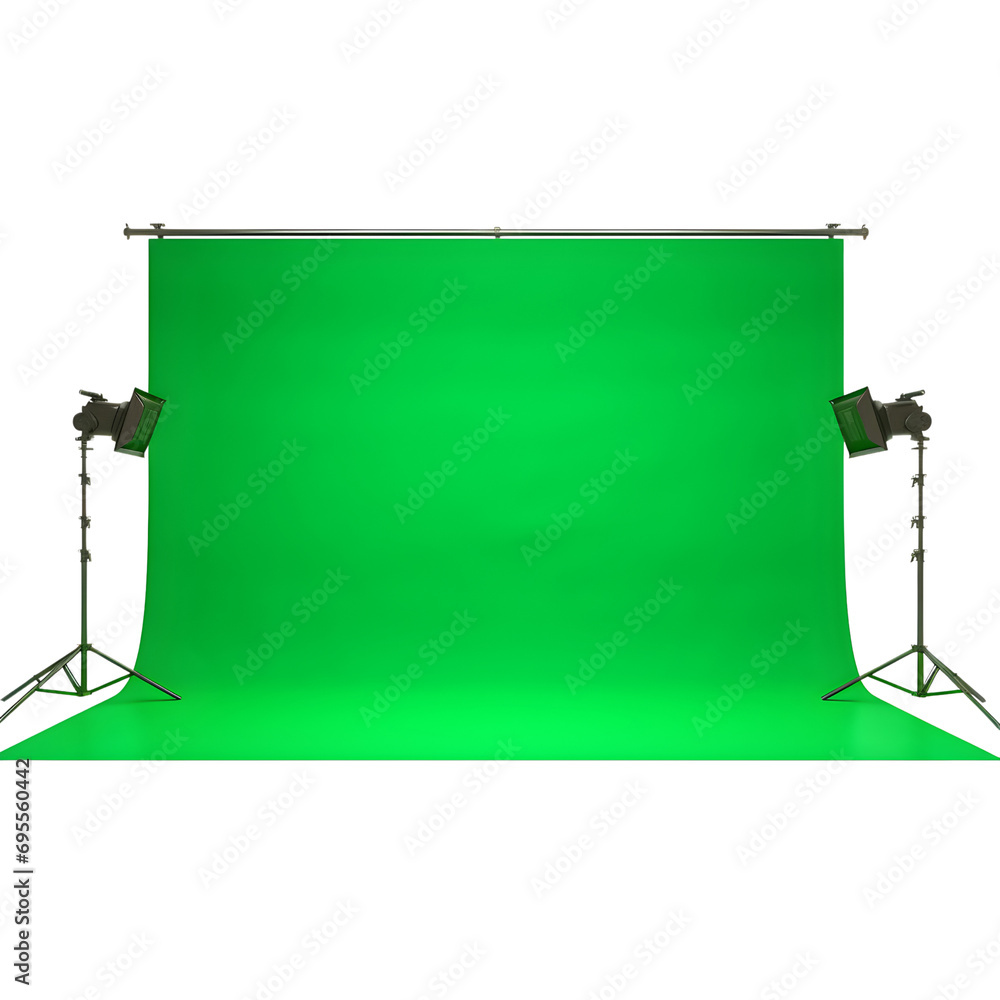 ภาพประกอบสต็อก Studio with a green screen isolated on transparent ...