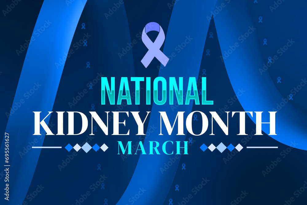 National Kidney Month colorful background with ribbon and design shapes ...
