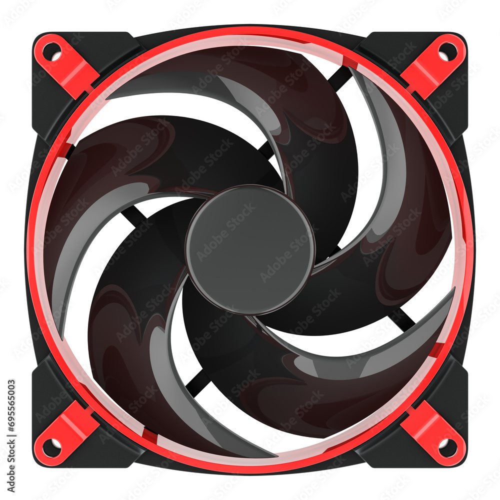 Computer Case Fan, front view. 3D rendering isolated on transparent ...