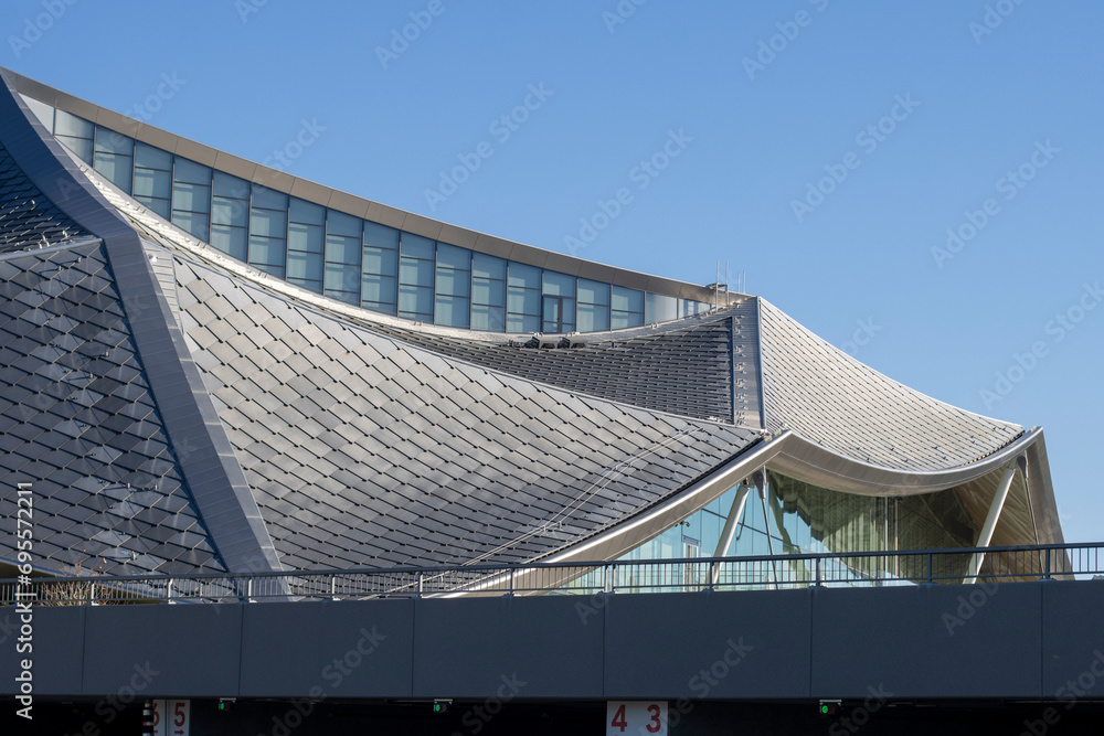 Mountain View, CA, USA - Nov 24, 2023: The dragonscale solar roof of ...