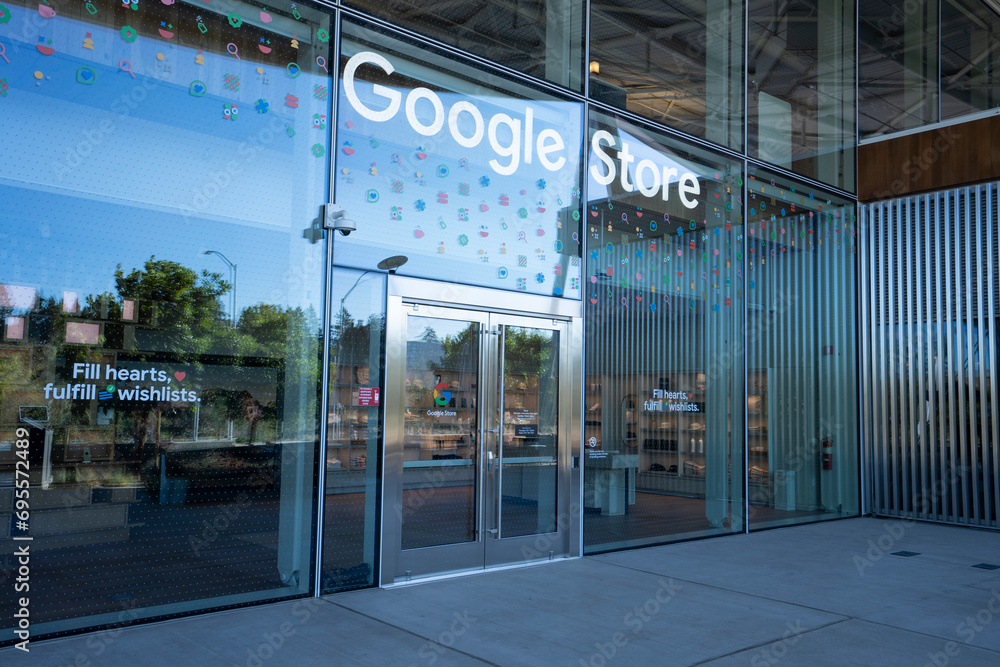 Mountain View, CA, USA - Nov 23, 2023: The Google Store, part of the ...