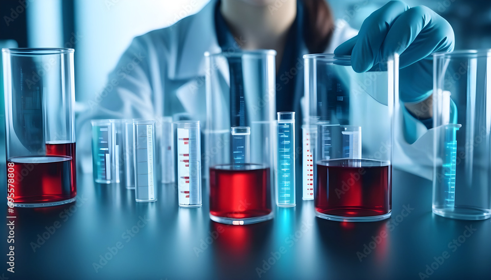 scientist holding medical testing tubes or vials of medical ...