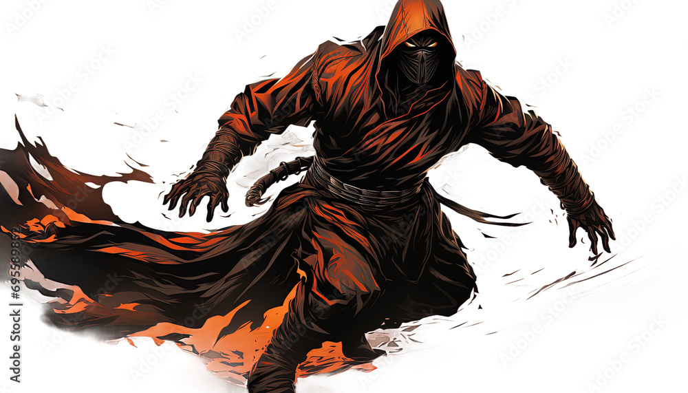 Stealthy ninja clipart, shadow warrior graphic, martial arts ...