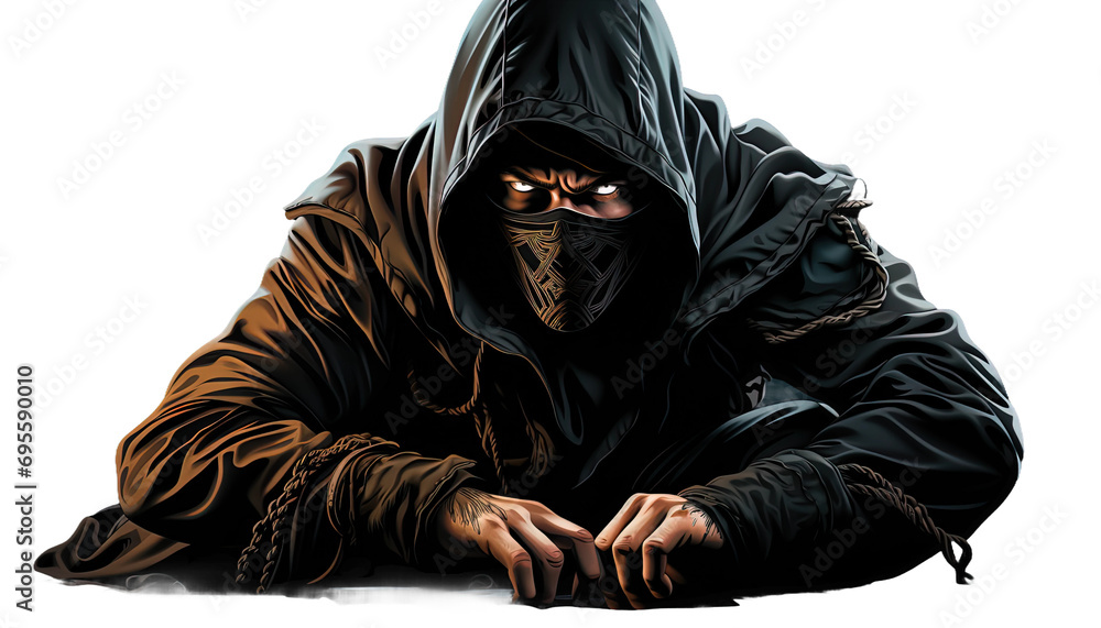 Stealthy ninja clipart, shadow warrior graphic, martial arts ...