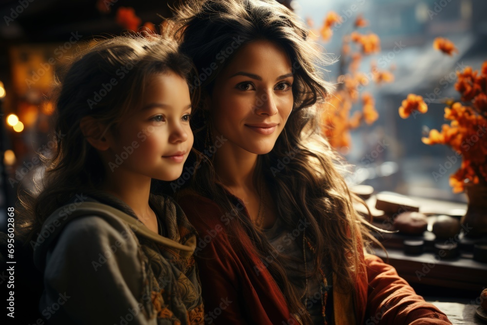 Mother and Child - Gentle Bonding: A mother and child share a tender ...