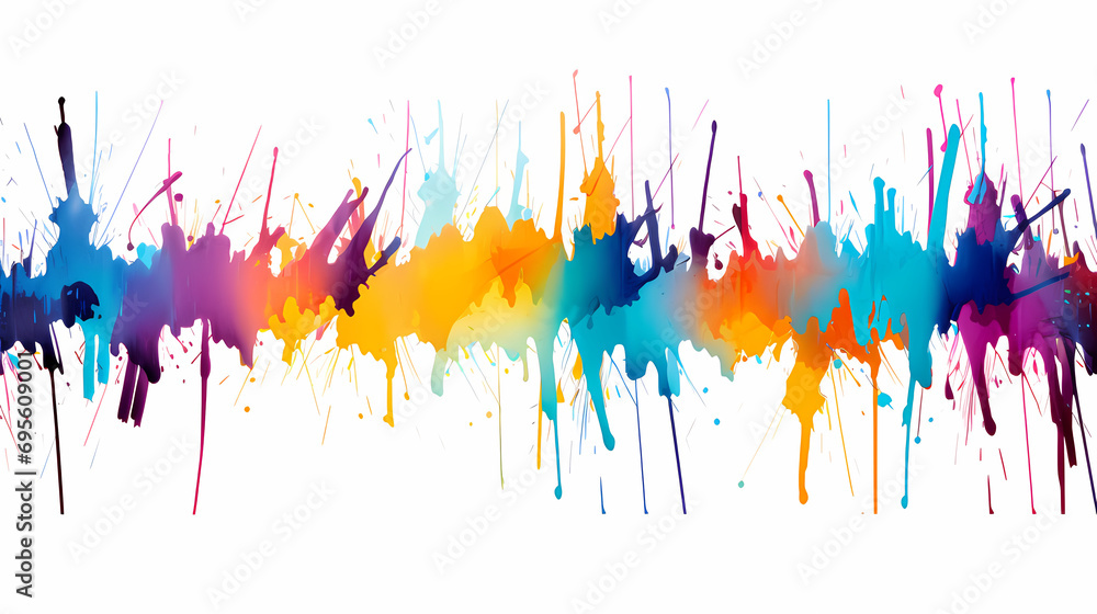 Abstract watercolor spray paint brush strokes, multiple paint splashes ...
