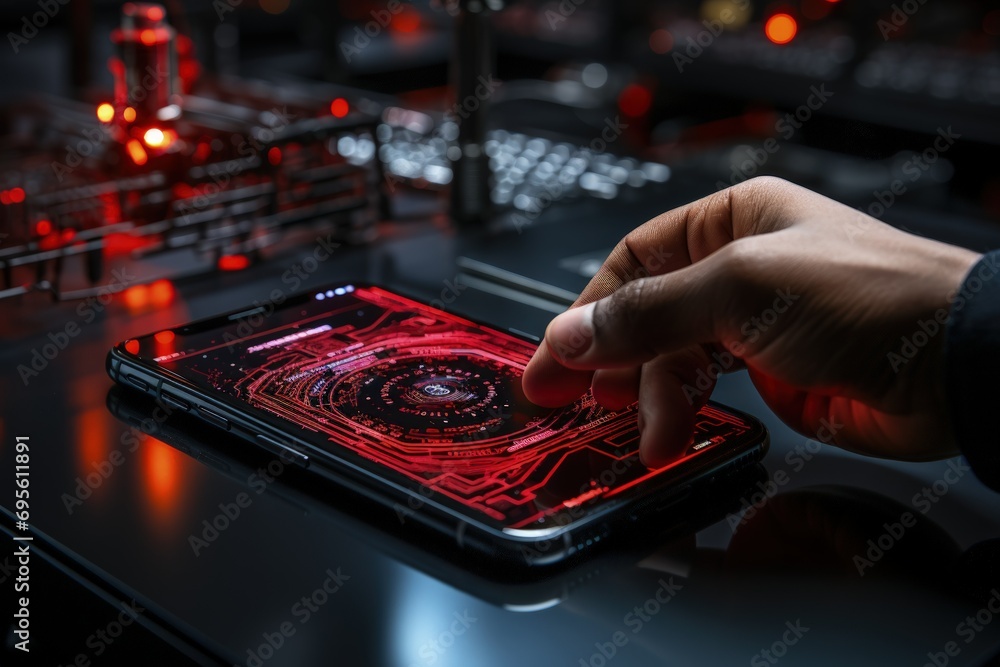 Cyber Security Smartphone Technology: A user engages with advanced ...