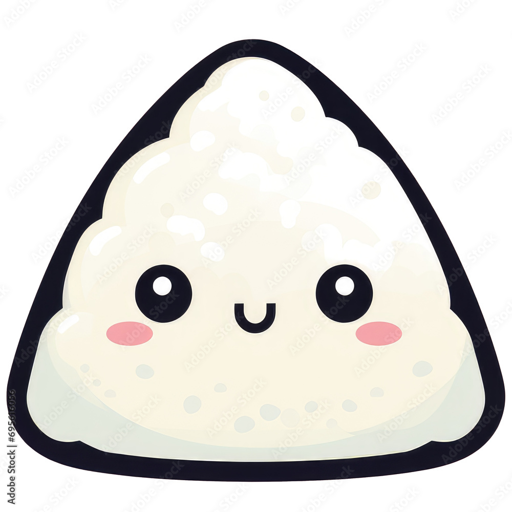 Cute illustration of onigiri, transparent background (PNG) Stock ...