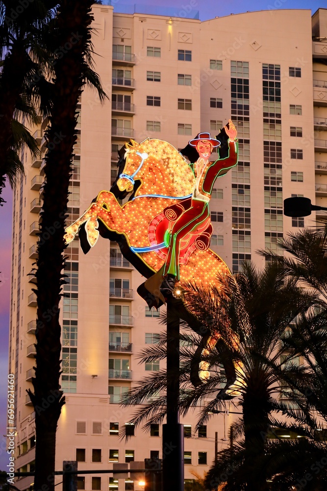 Las Vegas cowboy neon sign that has been restored and in on display in ...