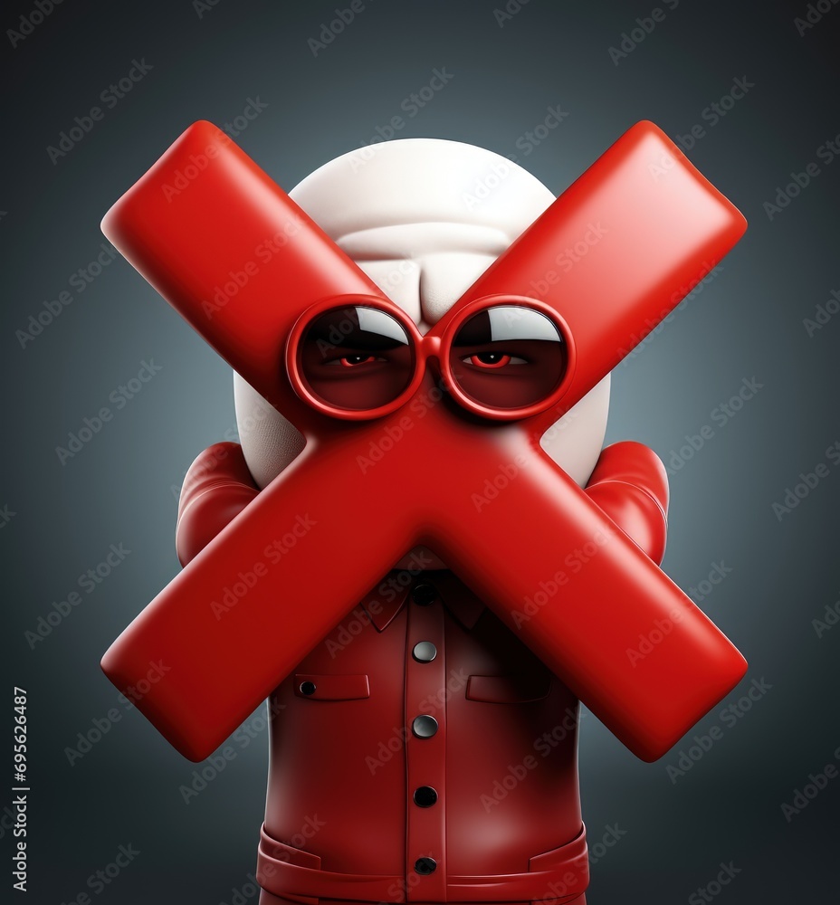 Banning entry: a 3d prohibition concept with a red x sign, a virtual ...