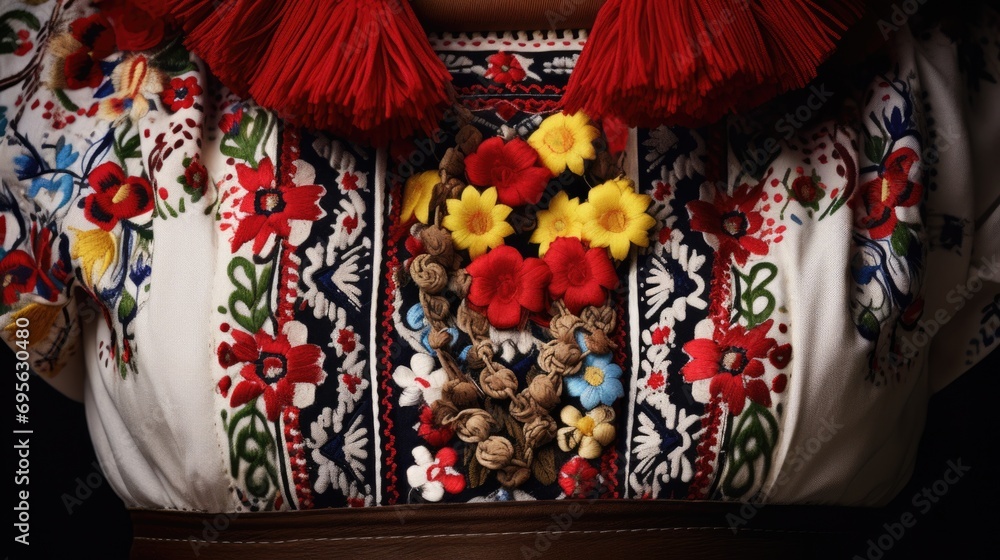 Details of a traditional Romanian folk costume. generative ai Stock ...