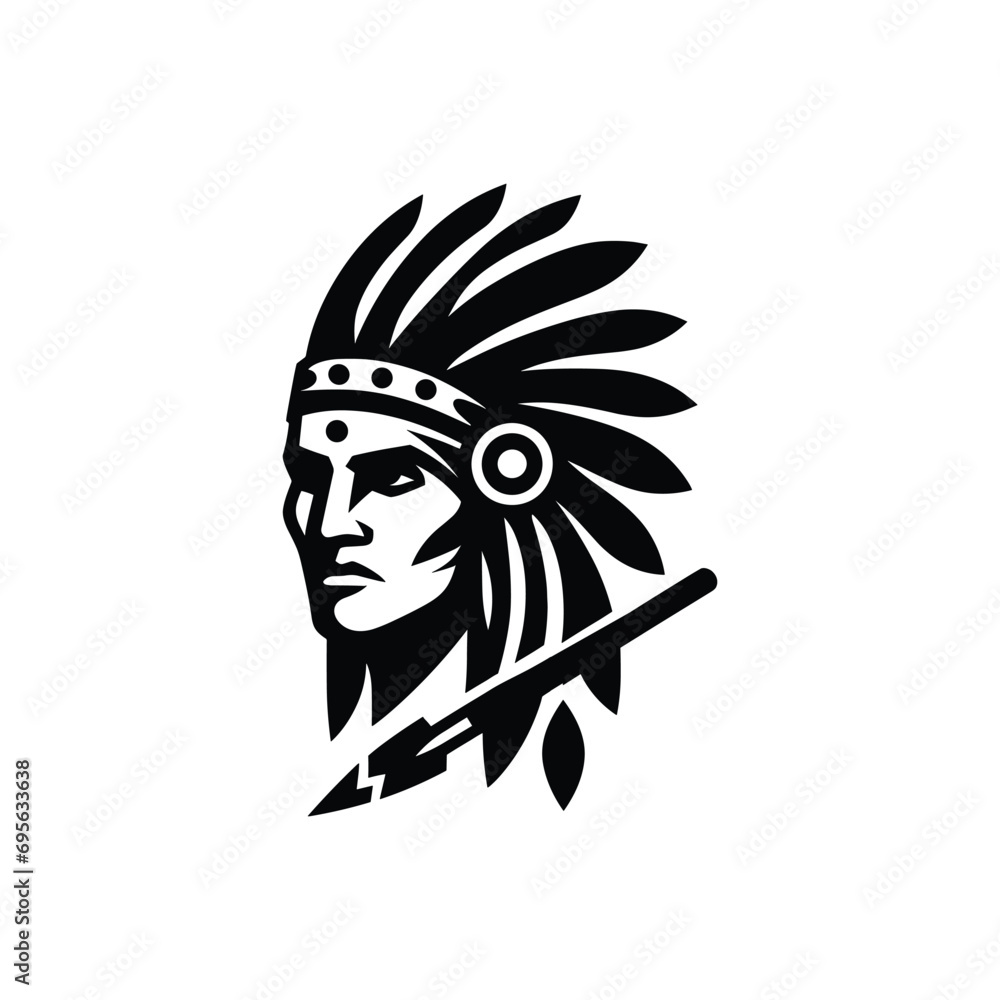 logo native american tribe indian chief head illustration logo vector ...
